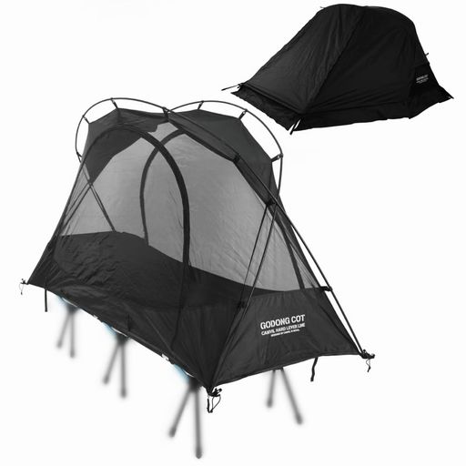 CAMVIL GODONG ソロテント 防水外帳付き メッシュコットテント 軽量 ソロキャンプ 自転車/バックパッキング向け 1人用ツーリングテント 前後ドア メッシュ&TPU天窓超軽量アルミポール コンパ…