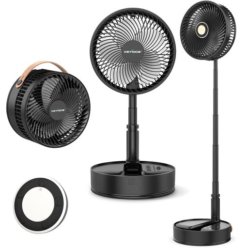 KEYNICE 扇風機 折り畳み 無段階伸縮式 リビング 首振り 卓上扇風機 DCモーター USB充電式 コードレス タイマー付き 静音 リモコン付き 7200MAH電池 節電 高さ自由調節 4段階風量調節 小型 コン…