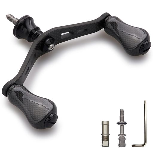 HEIGHTEN 90MM リール ハンドル 20MM カーボン ノブ 搭載 シマノ ダイワ 通用 1.5K カーボン製 ハンドル スピニングリール用 GOURD SERIES (20MMノブ搭載 - ブラック) (1063)