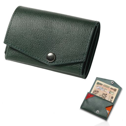 [アブラサス] 小さい財布 メンズ レディース 財布 日本製 本革 ダークグリーン