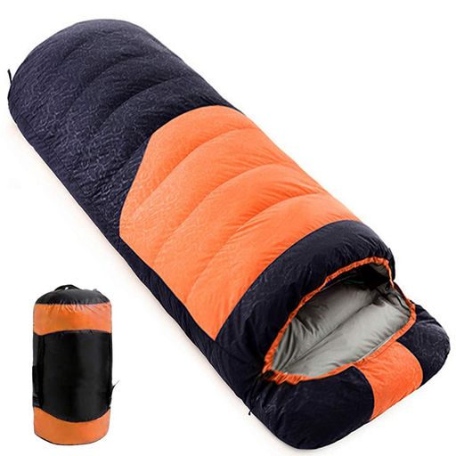 JUYEE 寝袋 冬用 ダウン シュラフ 冬 最低温度-25 キャンプ 羽毛寝袋 2人用 連結可能 2.7KG 大きいサイズ 封筒型 コンパクト 丸洗い 防寒 災害 車中泊 (2.7KG/橙+黒 右開き)