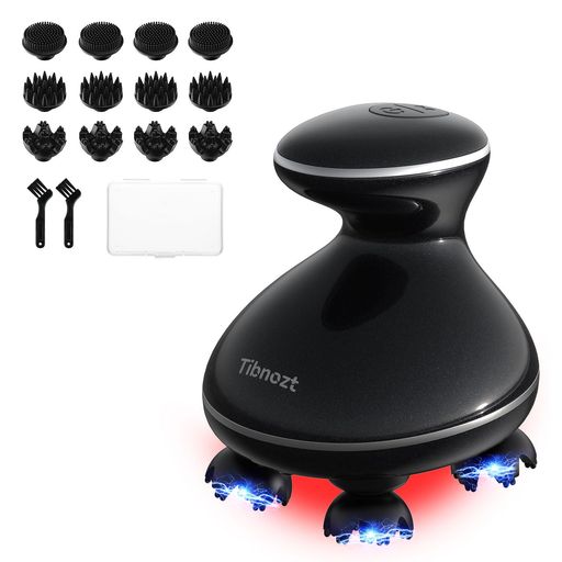 TIBNOZT EMS ヘッドスパ 電動頭皮ブラシ【敬老の日】頭皮エステ スカルプケア フェイスケア 美容家電 IPX7防水 3D振動 広範囲赤色LED 収納ケース付き コードレス 小型化 静音 お風呂 乾湿両用 …