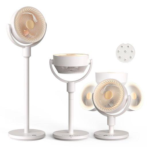 POLAR CEDAR サーキュレーター 扇風機 静音 22DB DCモーター 360度首振り 32畳 充電式 コードレス バッテリー搭載 上下左右 首振り 4モード 9段階風量 3段高さ調節 タイマー リモコン付き 常夜灯…