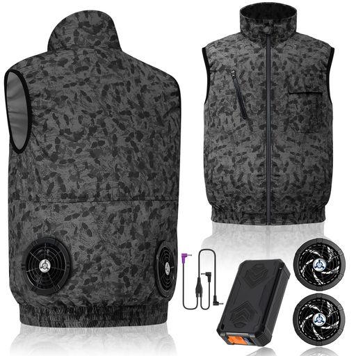 [SUMERIY] 空調作業服 ファン・バッテリー付き 36000MAH大容量 バッテリー付き& 40V高出力 ファン付き作業服 大風量 4段階風量調節 ファン付きベスト 静音 吸汗速乾 軽量 UVカット 熱中症対策 フ…