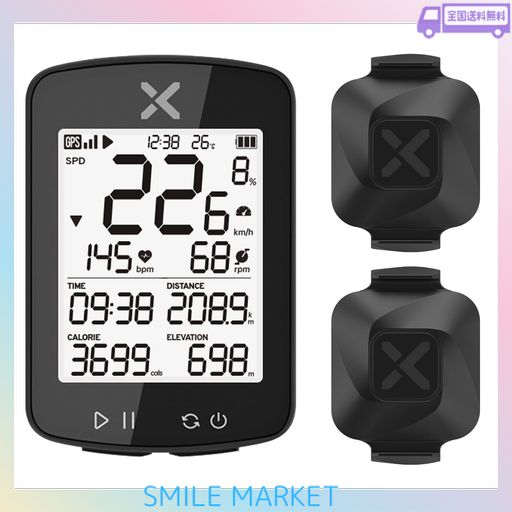 XOSS GPS サイクルコンピュータ スピード ケイデンスセンサーセット ワイヤレス BLUETOOTH ANT+対応(G+2,VORTEX 2PCS)