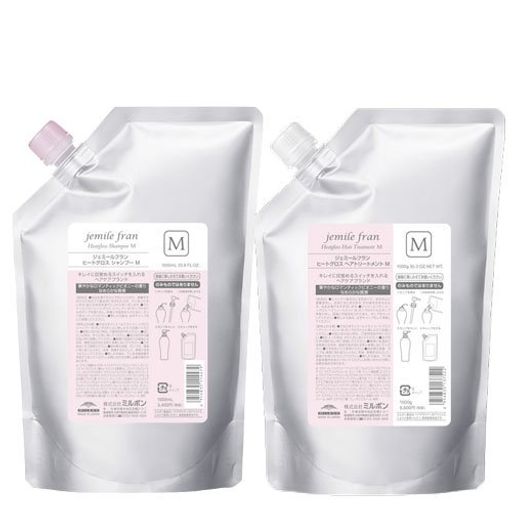 ミルボン ジェミールフラン ヒートグロス M シャンプー 1000ML + トリートメント 1000G 詰め替え セット