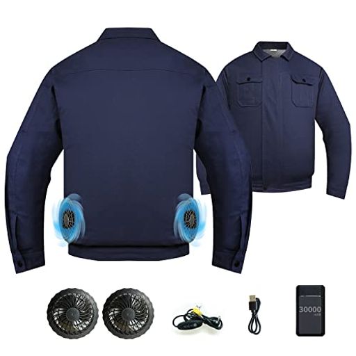 [KLIFE] 空調作業服 ファン付き 30000MAH大容量バッテリー ファン付き作業服 冷却服 3D循環送風 3段階風量調節可 通気 サイズ調節可 最大18時間送風 長袖 UVカット PSE認証済 熱中症予防 猛暑対…