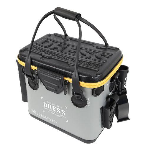 [DRESS] バッカン グレー/ホワイト(メッシュポケット付き) 釣り用バケツ・バッカン 約34L ロッドホルダー EVA 多機能 釣り 釣り具 釣り用ケース 防水 収納コンテナ タックルバッグ