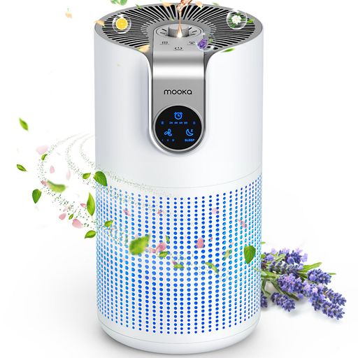 MOOKA 小型 30畳 コンパクト空気清浄機 3重ウイルス除去 アレルギー対策 軽音軽量 省エネ 持ち運びやすい お手入れやすい 4段階風量調整 LEDライト付き ほこり 花粉 脱臭 HEPAフィルター ペッ…
