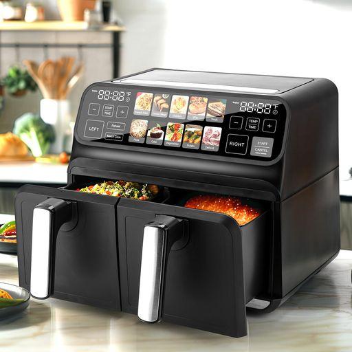 CHEFROBOT ノンフライヤー 8L 大容量 ダブルバスケット フライヤー 家庭用 電気 最高温230°C エアフライヤー 油なし 調理家電 揚げ物 惣菜 PSE認証済み