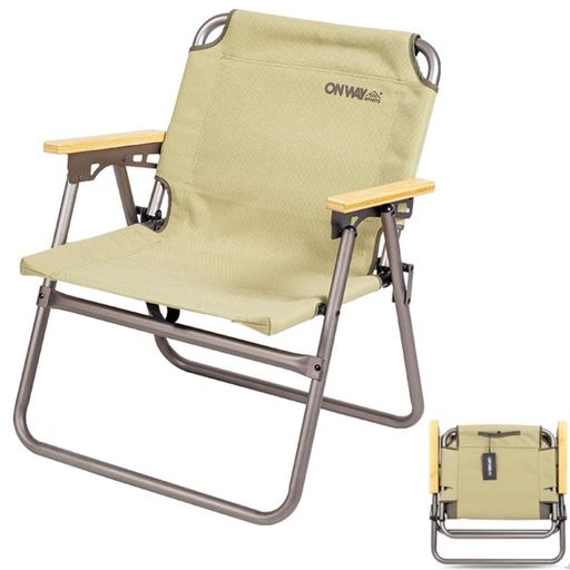 SIMPLEME キャンプ ローチェア 折りたたみ椅子 軽量 アルミニウム合金 ポータブル シングルシート 竹の手すり 耐荷重120KG 小型でポータブルアウトドア椅子カーキ