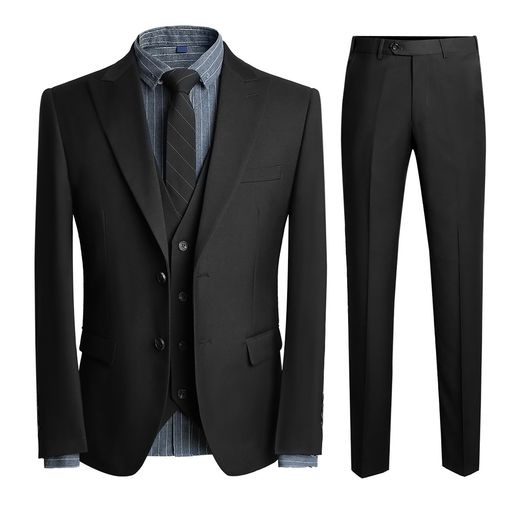 [YFFUSHI] スーツ メンズ ビジネス スリーピース 大きいサイズ 2つボタン 無地 S-4XL 大きいサイズ 結婚式 面接 就職 ファッション スリム ジレベスト