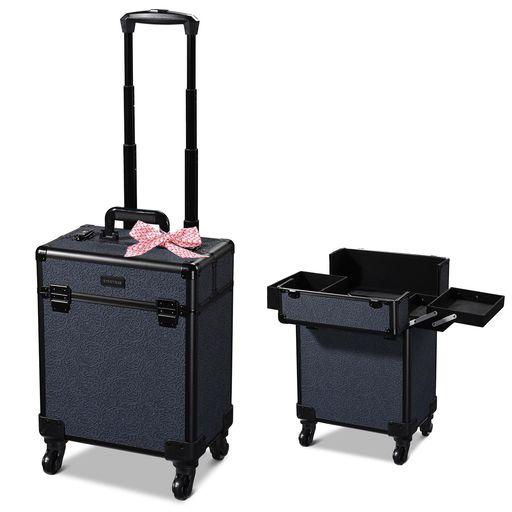 【宮廷芸術限定】BYOOTIQUE 中型 メイクキャリーケース キャスター付き 鍵付き 大容量 プロ用 メイクボックス 多機能 スライドトレー 仕切り コスメボックス 化粧品箱 メイク収納 美容師 化…