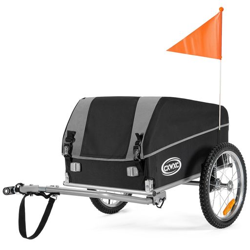 CXWXC サイクルトレーラー サスペンション付き 折りたたみ式 防水カバー付き 自転車 牽引トレーラー 耐荷重40KG リアカー ブラック (CX-20218)