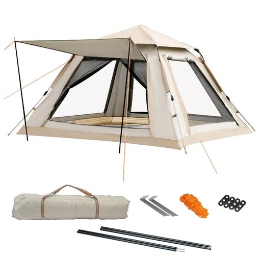 CERITICA テント ワンタッチ 3~4人用 三面展開前室 99.99%紫外線遮断 4面メッシュ窓 防虫防蚊 通気性 PU5000MM 3秒で設営簡単 防風防水 ワンタッチテント UVカット 遮光遮熱 キャンプ用品 アウトド…