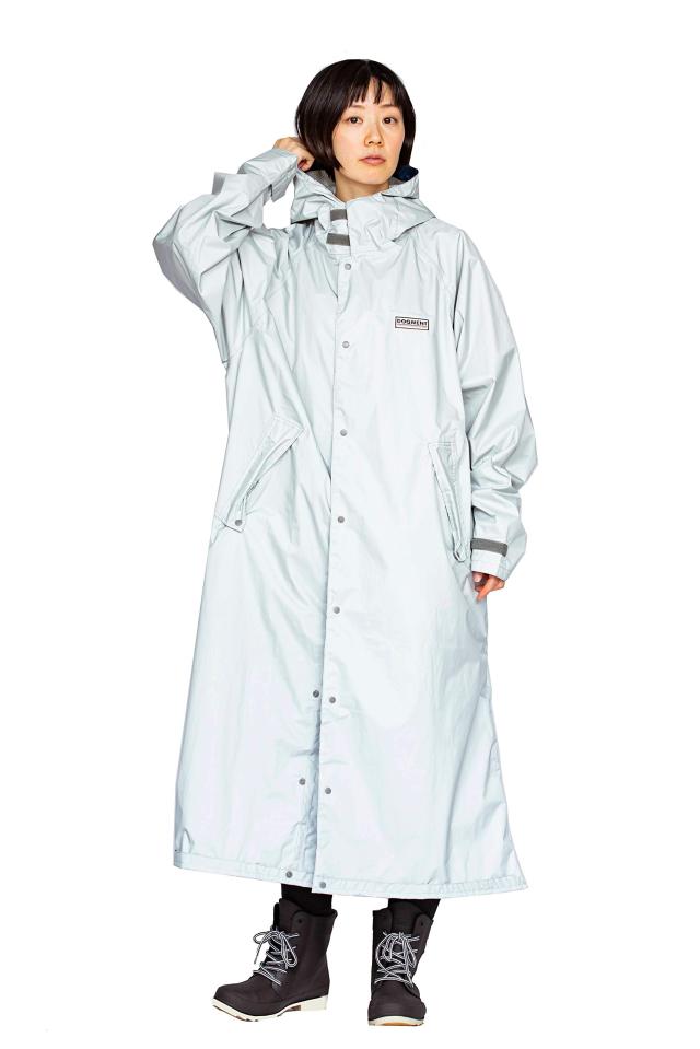 ドキュメント レインコート 東レエントラント使用 防水 透湿 軽量レインコート シルバー LL