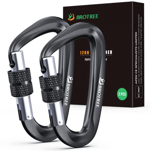 Brotree カラビナ ロックカラビナ 12KN (1200kg) ハンモック用 軽量 Dリング キーホルダー アルミ ロッキングカラビナ ...