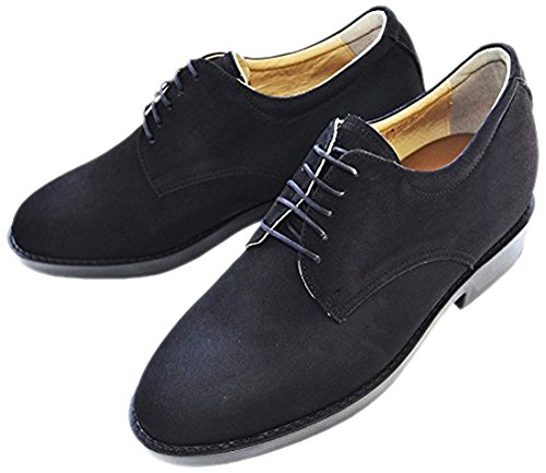 北嶋製靴工業所 シークレット メンズ 起毛 撥水 7cmアップ カジュアルシューズ 外羽根 プレーン 本革 国産 紐 237 ブラック 26.5 cm