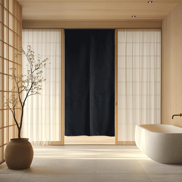 PONY DANCE おしゃれ 目隠し ロング 和風 遮光のれん 暖簾 部屋間仕切り 冷暖効率アップ リビング カーテン 85x170cm ブラック 1枚の通販はau PAY マーケット ...