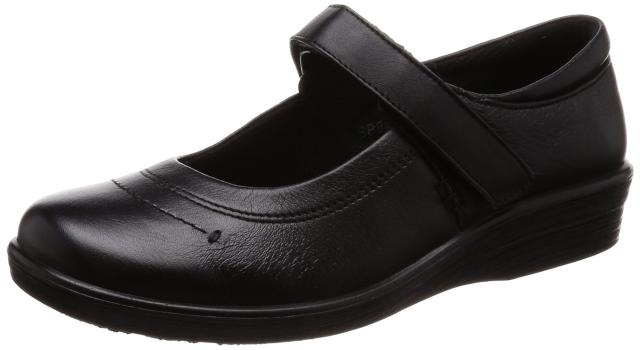 スポルス スニーカー 日本製 撥水 本革 マジック 4E 22~25cm レディース SP5630 ブラック 22.0cm