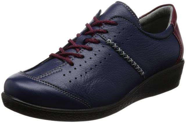 スポルス スニーカー 日本製 撥水 本革 4E ファスナー付 22~25cm レディース SP2401 ネイビーC 22.0cm