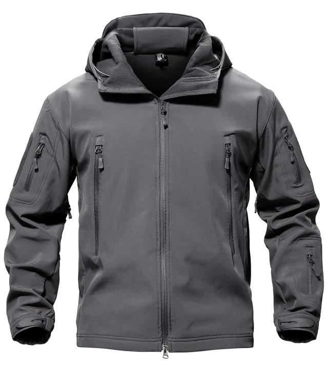 TACVASEN アウトドア ウェア クライマー メンズ オーバー 裏起毛 ジャージ 狩猟 遠足 多機能 迷彩柄 野外活動 作業着 グレー 3XL