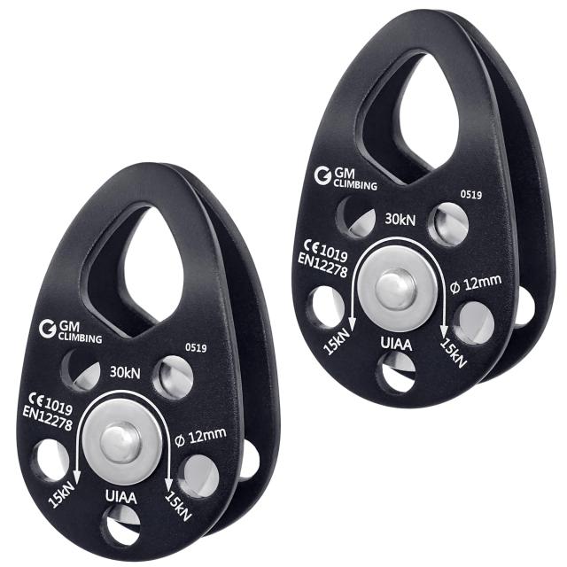 GM CLIMBING CE UIAA認証 30kN マイクロプーリー モバイルサイド プレート クライミングプーリー 12mmロープ適合 自己潤滑ブッシング 登