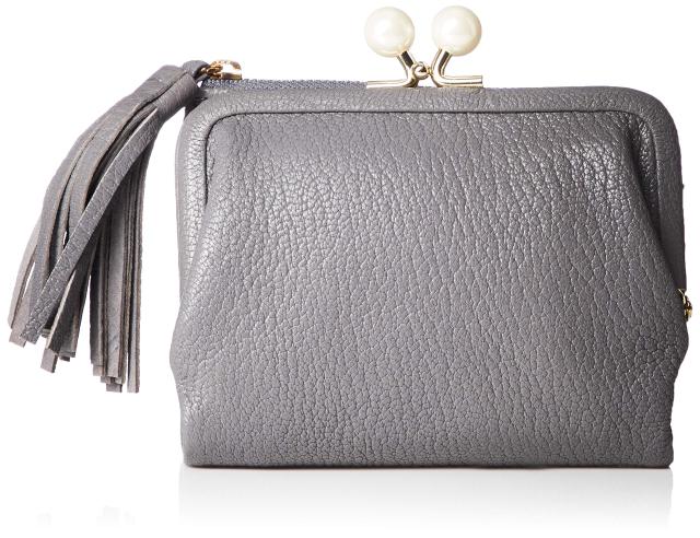 ペルケ アクリル玉がま口2つ折り財布 財布 レディース 本革 08-06-03160 GRY