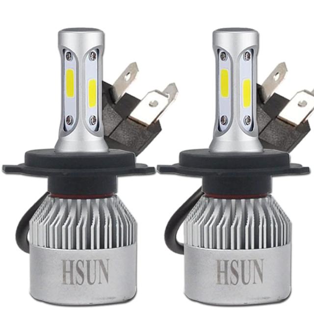 HSUN 車用 H4/9003 led ヘッドライト，Hi/Lo切替 バルブ 一体型 12V車用 H4 LED バルブ 8000 采用 LM COB 完全？光芯片 9V-32V 防水 2本の ...