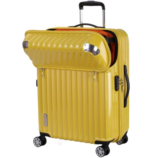 トラベリスト スーツケース ジッパー オープン モーメント 拡張機能付き 61L 64 cm 4.3kg イエ ローカーボン