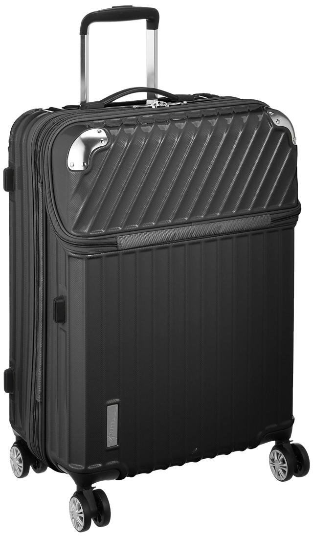 トラベリスト スーツケース ジッパー オープン モーメント 拡張機能付き 61L 64 cm 4.3kg ブラックカーボン