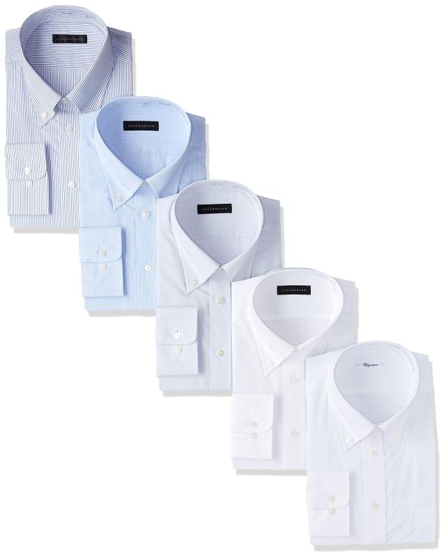 コナカ ワイシャツ長袖5枚セット 形態安定加工【レギュラーカラー/ボタンダウン/ワイドカラー】 メンズ セット3(ボタンダウン) 首回り4