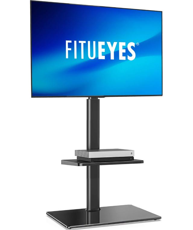 FITUEYES テレビスタンド 32〜60インチ対応 棚付き 壁寄せテレビスタンド 高さ調節可能 ラック回転可能 ブラック