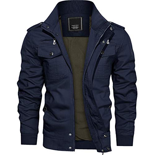 TACVASEN ミリタリー ジャンパー ストリート系 上着 軍用 ブルゾン 防寒 冬用 メンズ ジャケット アウトドア作業 コート 綿 肩章 ネイ