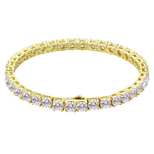 KRKC＆CO 幅5mm テニスブレスレット メンズ ブレスレット ジルコニア 14Kゴールド CZダイヤ 腕輪 レディース ブレス 爪留め ヒップホップの通販はau PAY マーケット ...