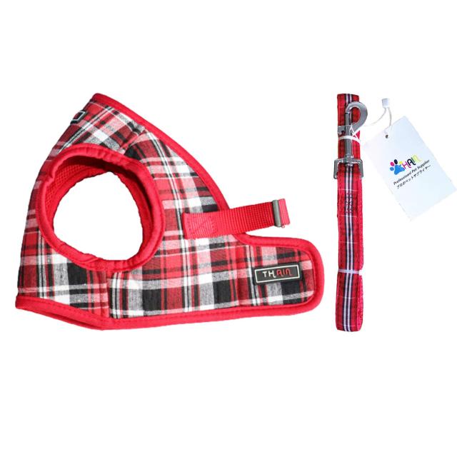 THAINハーネス・リード 5-8kgs 中小型犬 中型犬の子犬 ハーネス リードセット チェック 胴輪 中型犬 メッシュ ハーネス 中型犬 ...