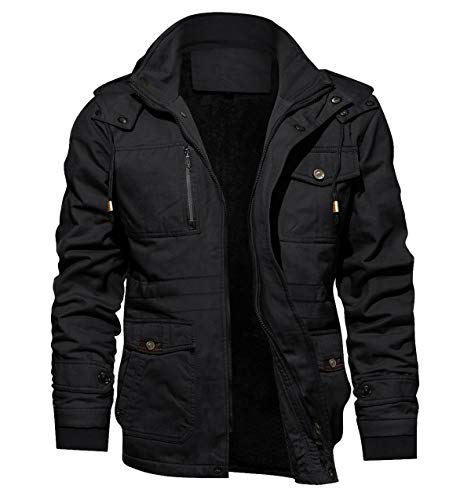 KEFITEVD アウトドアウエア 厚手 メンズファッション 秋冬用 アウター 暖かい 通勤 モッズコート ブラック JP 3XL