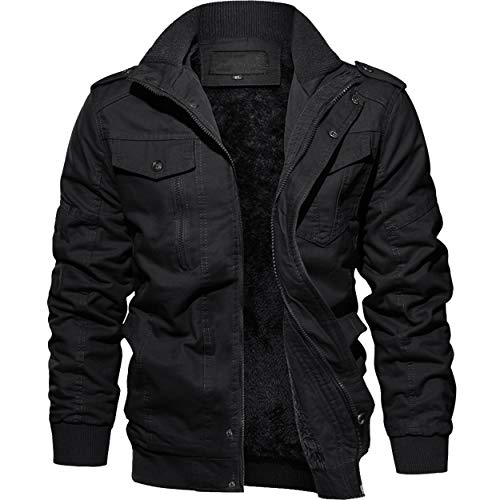 TACVASEN カジュアルジャケット メンズ 防寒着 大きいサイズ 作業ブルゾン カッコイイ 秋冬コート 無地 アウター アメカジ系 ブラック