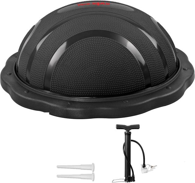 イエスフォーオール(Yes4All) ハーフバランスボール ブラック バランスドーム 半球 フットポンプ付き 体幹 筋トレ 耐荷重400kg 60cm 【日