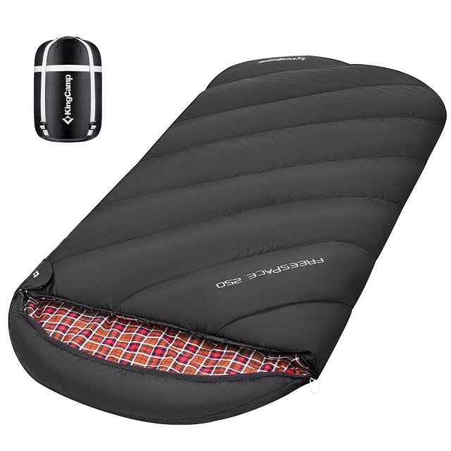 KingCamp 寝袋 ワイド 封筒型 フランネル生地 快適 大人 シュラフ ワイドサイズ 幅広 100cm 通気性 暖かい コンパクト オールシーズン 快