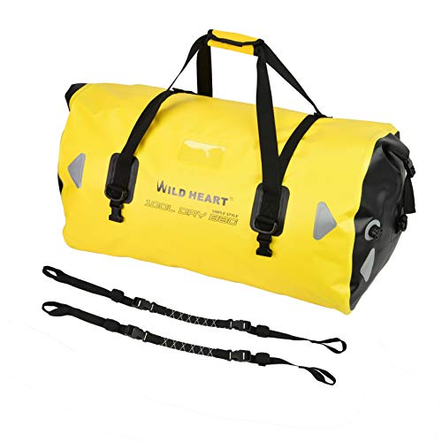 WILD HEART 防水バッグ ダッフルバッグ 40L 66L 100L 溶接シームショルダーストラップ付き バインディングロープ カヤック キャンプ ボー