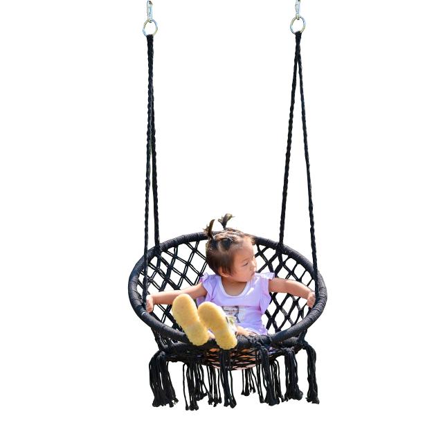 スイングチェア ハンモック ハンギングチェア ハンド編みマクラメ 吊り下げ式 大人＆子供兼用 室内室外 バルコ ニー 親子 耐荷重100kg