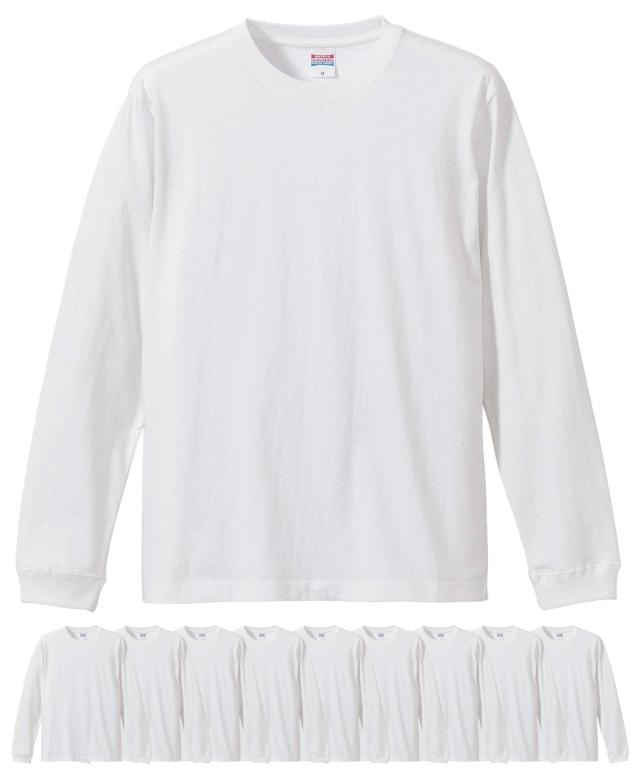 ユナイテッドアスレ 5011-01 5.6オンス ロングス リーブ Tシャツ 10枚セット メンズ (ホワイト,S)