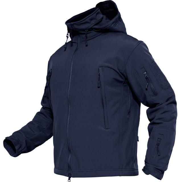 TACVASEN メンズ コート ソフトシェル ジャンパー 防水 アウター ミリタリージャケット 登山 パーカー 秋冬 ネイビー XL