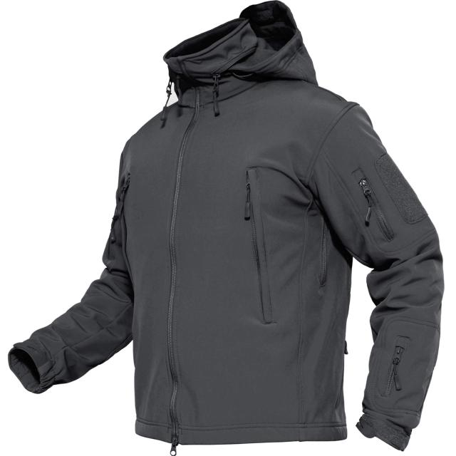 TACVASEN ミリタリー ジャケット 無地 フリース コート メンズ 防寒 ジャケット おしゃれ スポーツ ウェア 防風 ダークグレー M