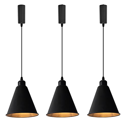 KIVEN 3個パック ブラック レトロペンダ ントライト 長さ調節可 コード収納カップ付き インテリア照明 北欧 ペンダントランプ おしゃれ イ