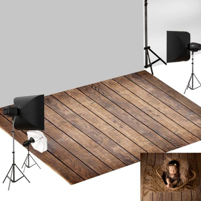 Kate 2.5x1.5m レトロ 木目 ラバーマット 写真用 ゴム製 茶色 マット 床 写真撮影用 撮影道具 滑り止め ラバーマット