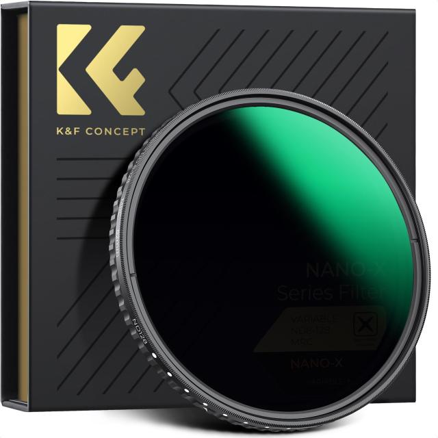 K＆F Concept 43mm 可変NDフィルター ND8-ND128 X状ムラ軽減 AGC光学ガラス HD超解像力 低い反射率 28層ナノコーティング 撥水撥油キズ防