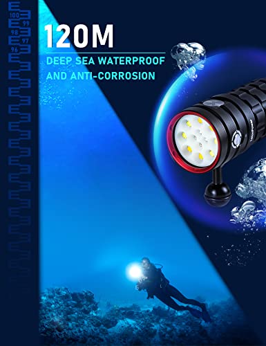 ダイビング懐中電灯、LetonPower TS プロ 13000Lumens 水中 120 m