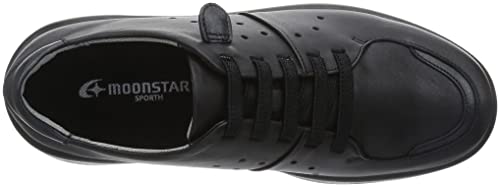 スポルス スニーカー 日本製 撥水 本革 4E ゴム紐付 22~24.5cm レディース SP2000 ブラック 24.0cm